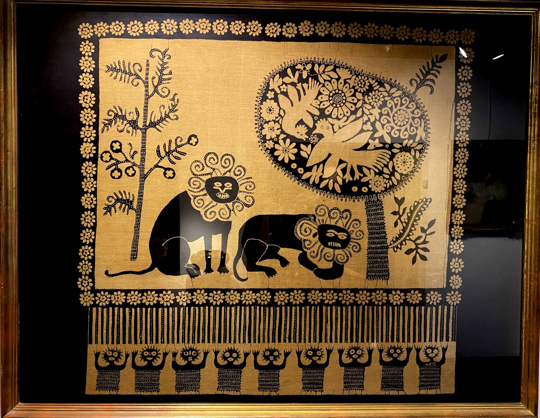 Batik au deux lions | Galerie Origines