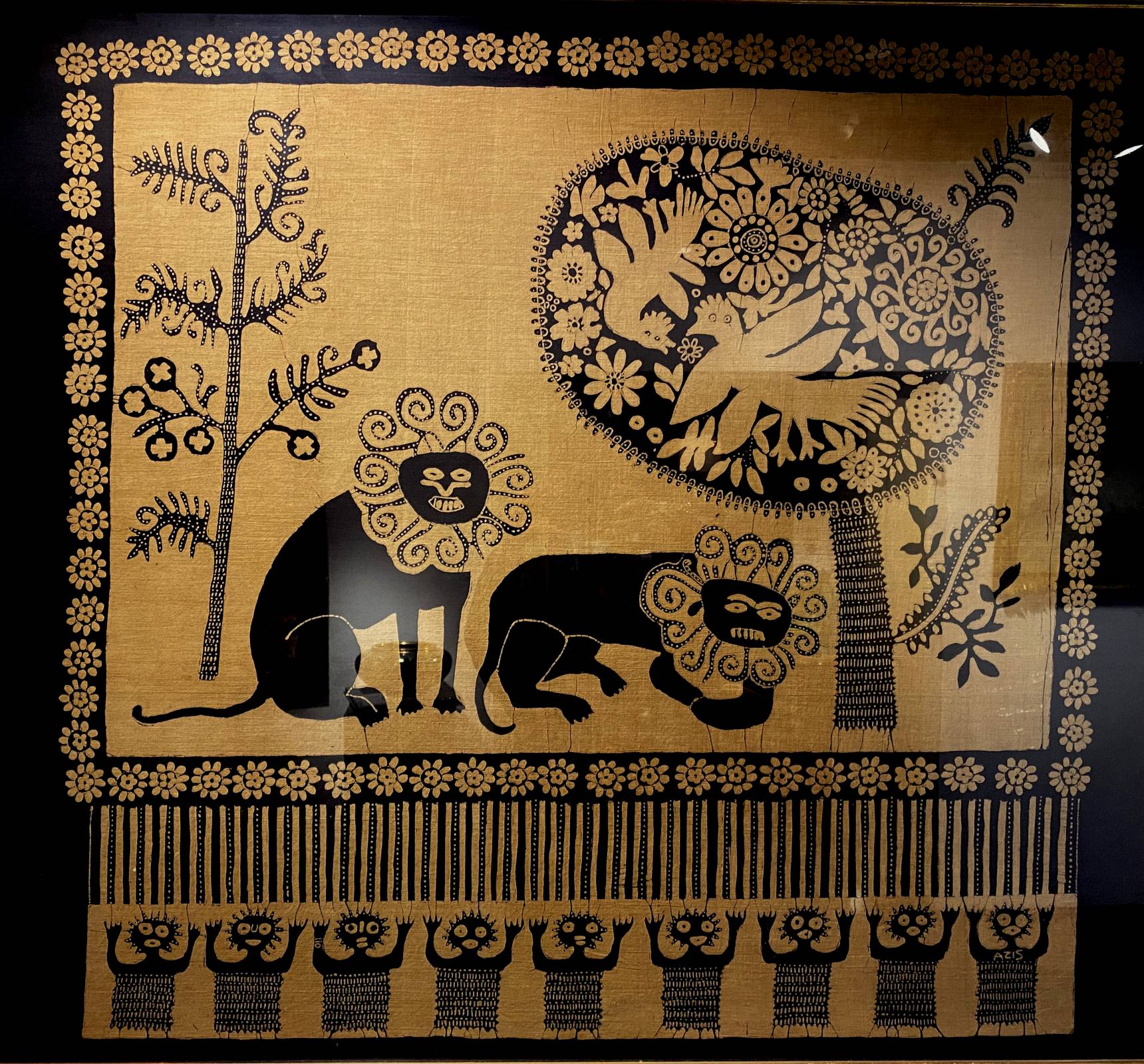 Batik au deux lions | Galerie Origines